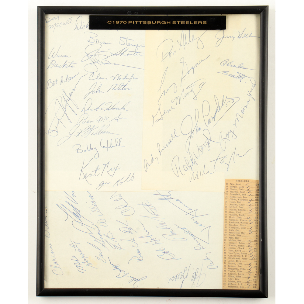 1970 Steelers Custom Frame Collage Signed by (39) with Joe Greene ...