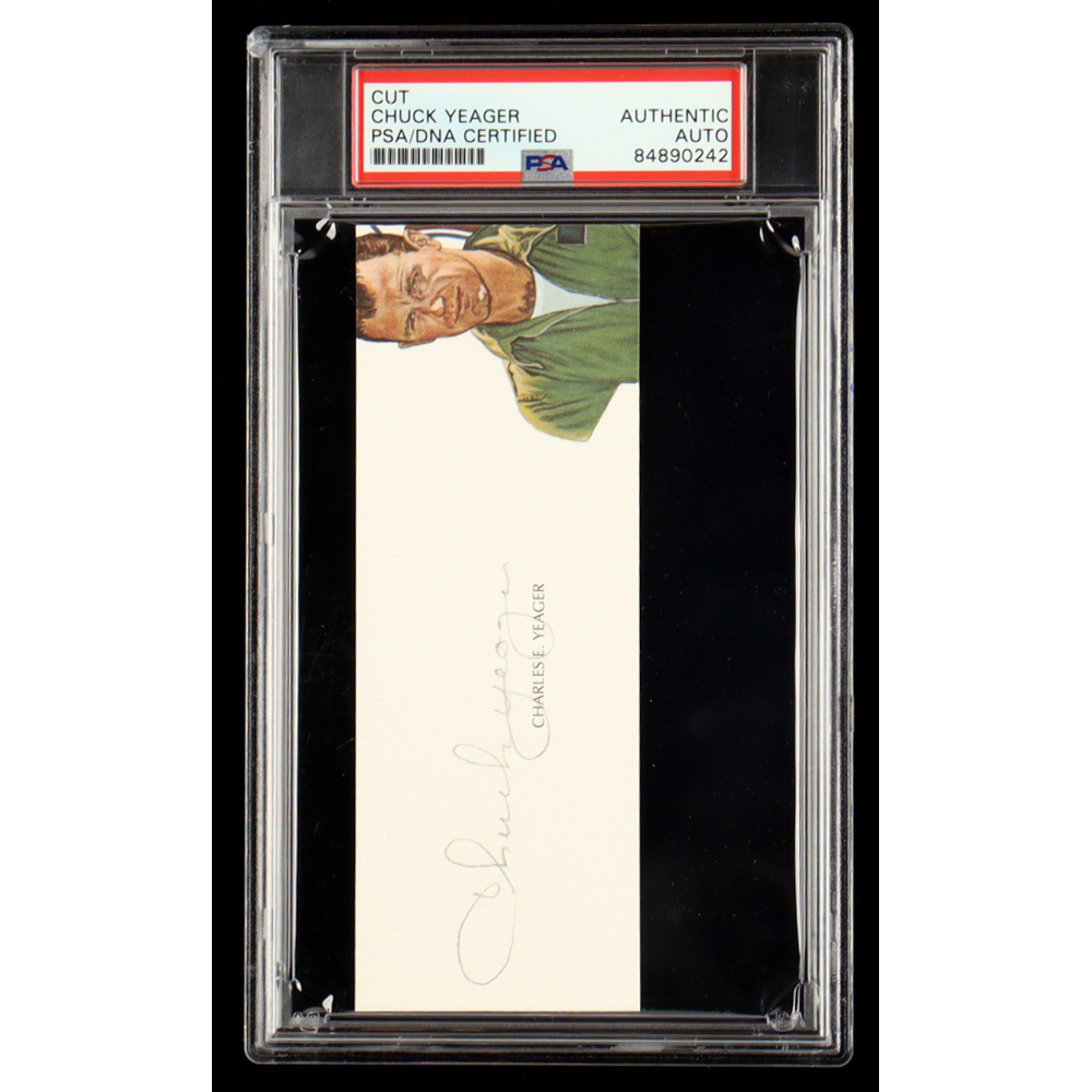 Chuck Yeager Signed Cut with Portrait (PSA) | Pristine Auction