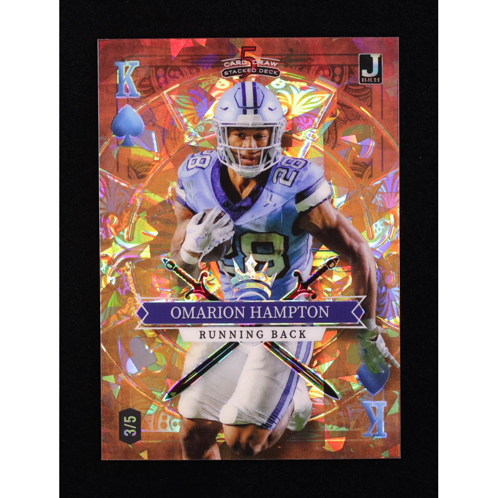 Omarion Hampton 2023 Wild Card 5 Card Draw King of Spades Ice Gold # ...