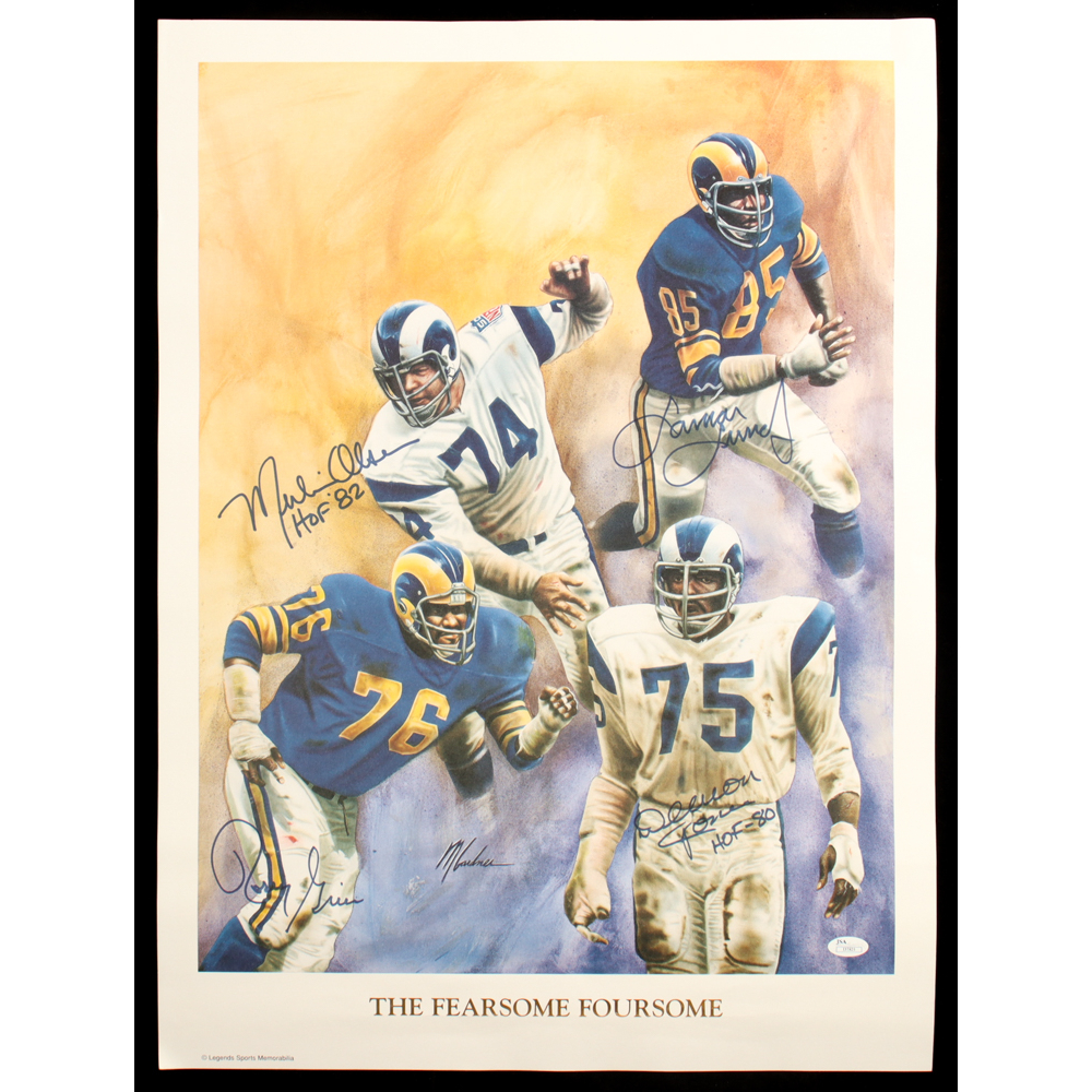 Rams "Fearsome Foursome" Lithograph Signed by (4) with Merlin Olsen ...