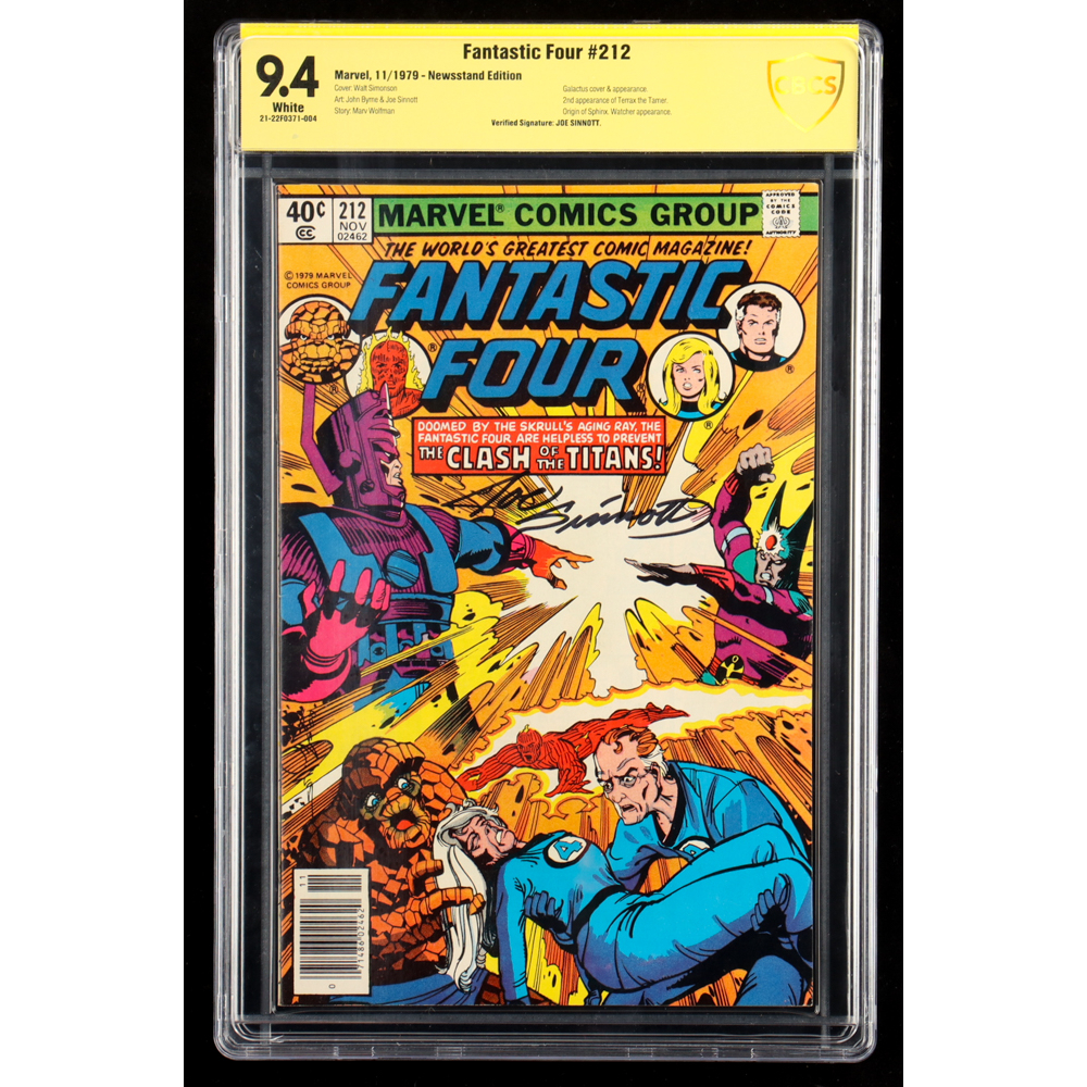 Joe Sinnott Signed 1979 "Fantastic Four" Issue #212 Marvel Comic Book ...