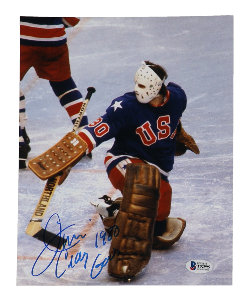 Jim Craig Signed Team USA 8x10 Photo Inscribed "1980" (Beckett ...