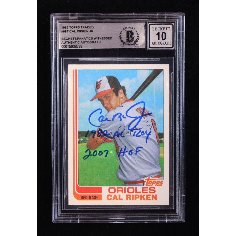 Cal Ripken Jr. Signed 1982 Topps Traded #98T Inscribed "1982 AL ROY ...