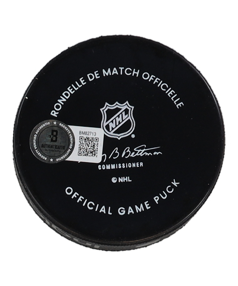 Matt Rempe Signed 2024 Stadium Series Hockey Puck Inscribed "NHL Debut ...