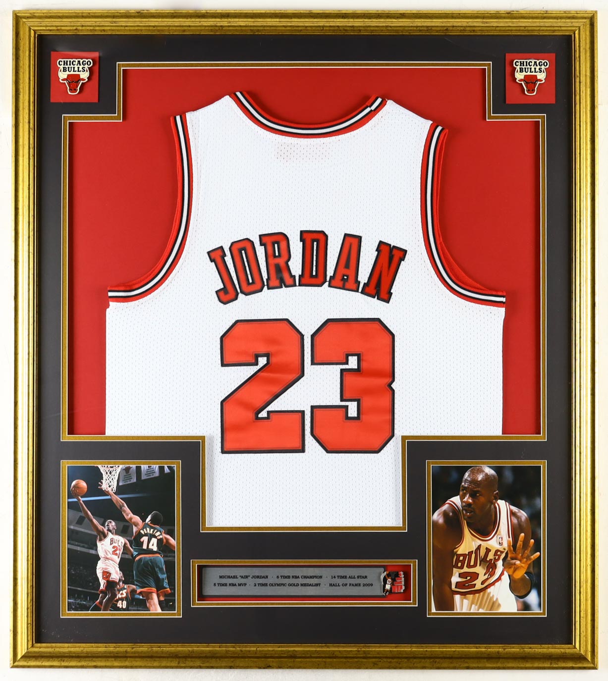Michael Jordan Custom Framed Jersey Display With 5 Time League MVP Pin ...