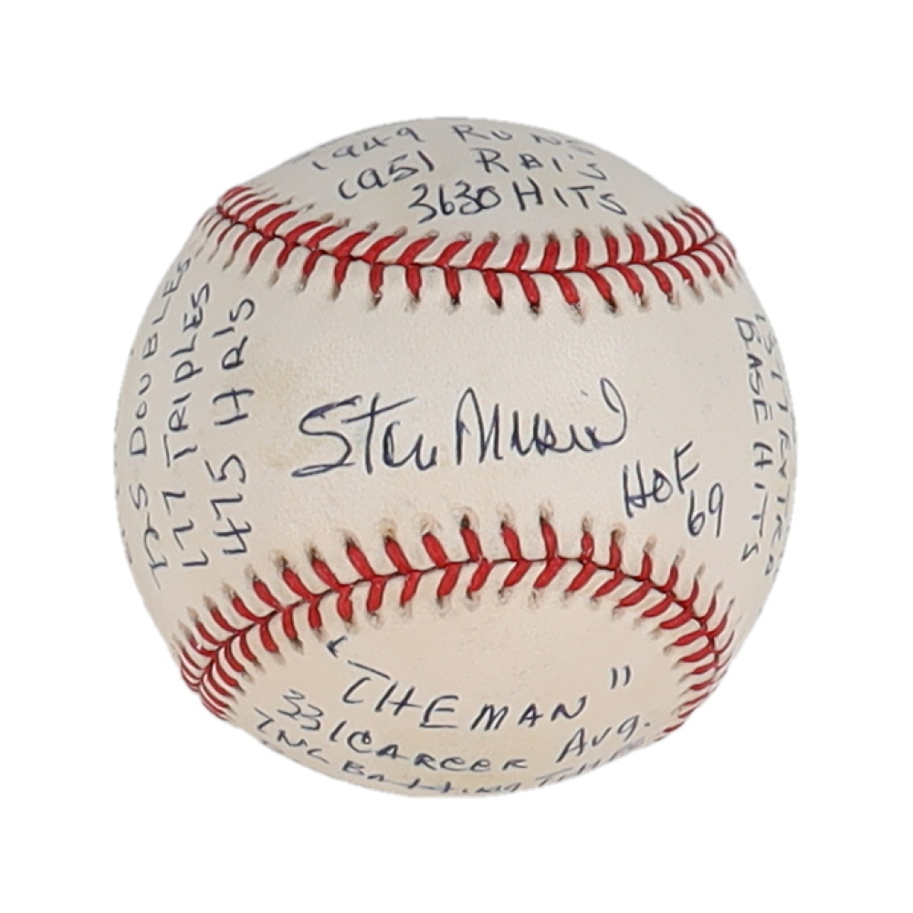Stan "The Man" Musial Signed LE ONL Baseball with Multiple Career Stat ...