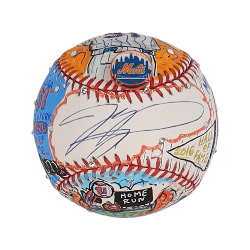 Mike Piazza Signed Baseball Hand-Painted by Renowned Pop Artist Charles Fazino (Steiner ...