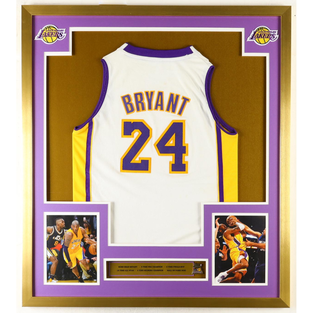 Kobe Bryant Custom Framed Jersey Display With 2001 NBA Champions Pin ...