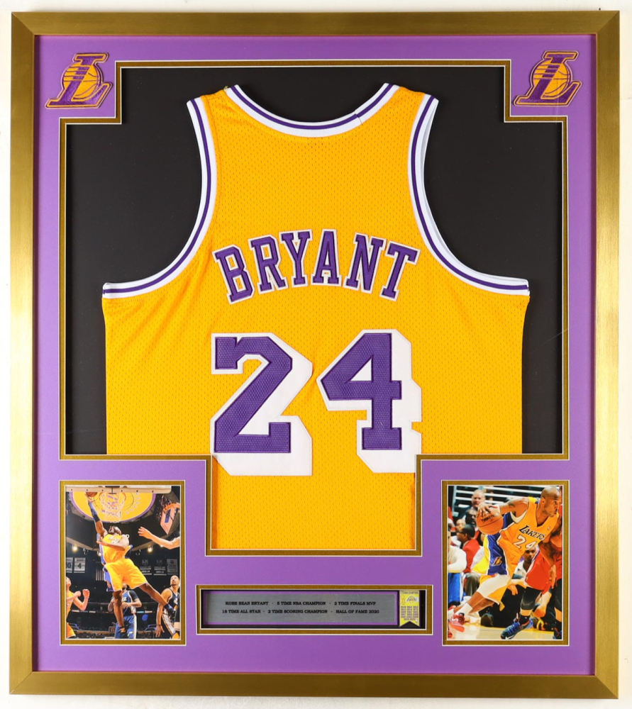 Kobe Bryant Lakers Custom Framed Jersey Display with Lakers Mini Banner ...