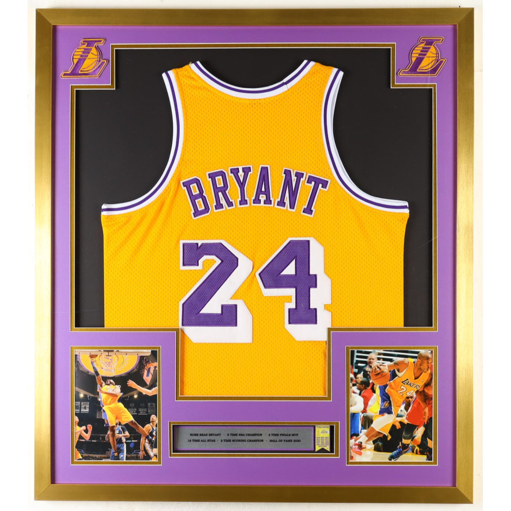 Kobe Bryant Lakers Custom Framed Jersey Display with Lakers Mini Banner ...