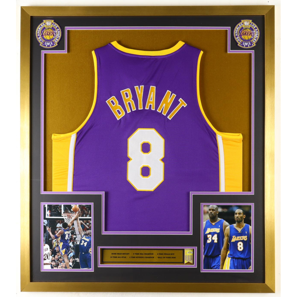 Kobe Bryant Lakers Custom Framed Jersey Display with Lakers Mini Banner ...
