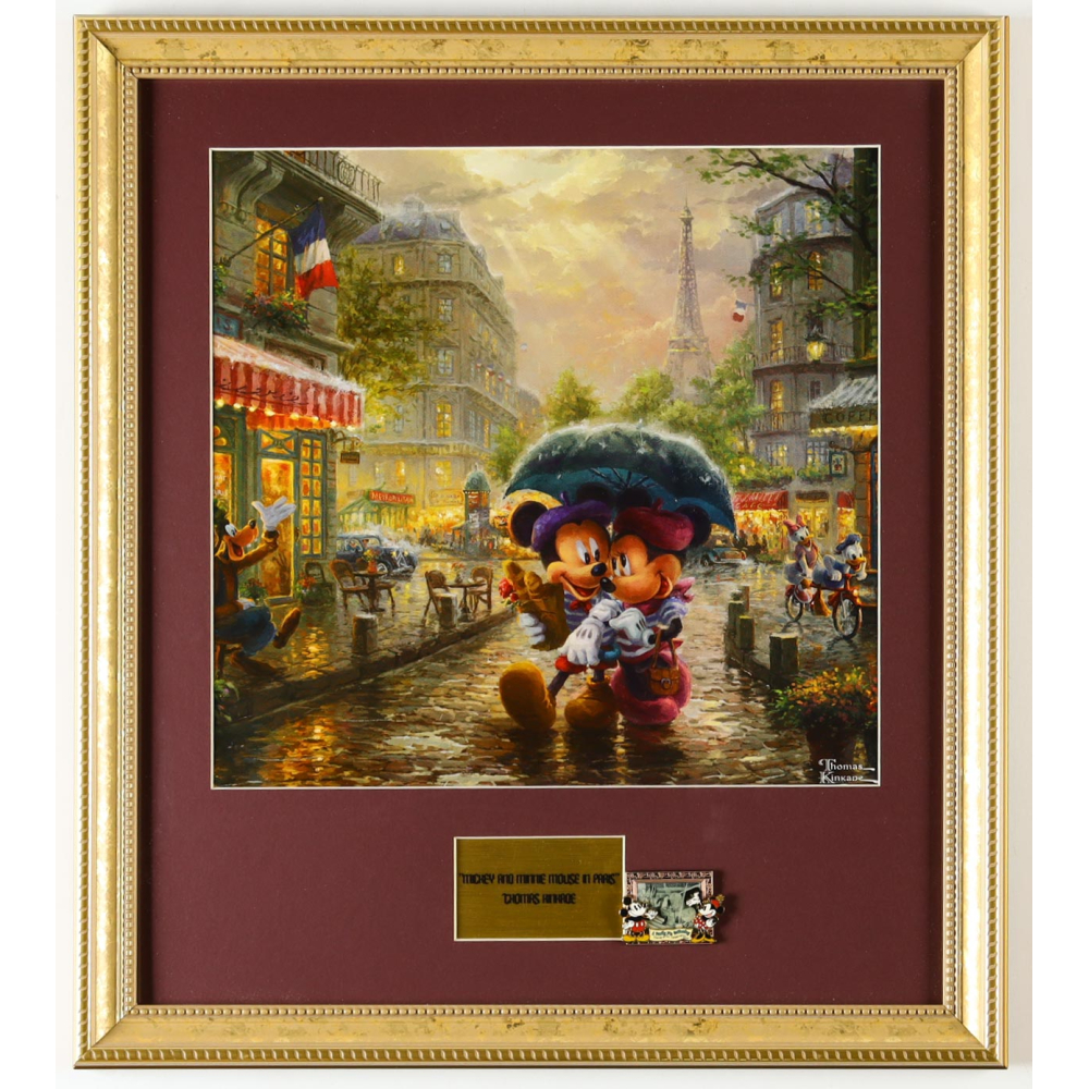 Thomas Kinkade Walt Disney's "Mickey & Minnie Mouse in Paris" Custom ...