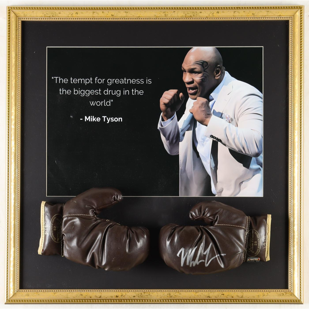 Mike Tyson Signed Custom Framed Vintage 1955 Everlast Jack Dempsey ...
