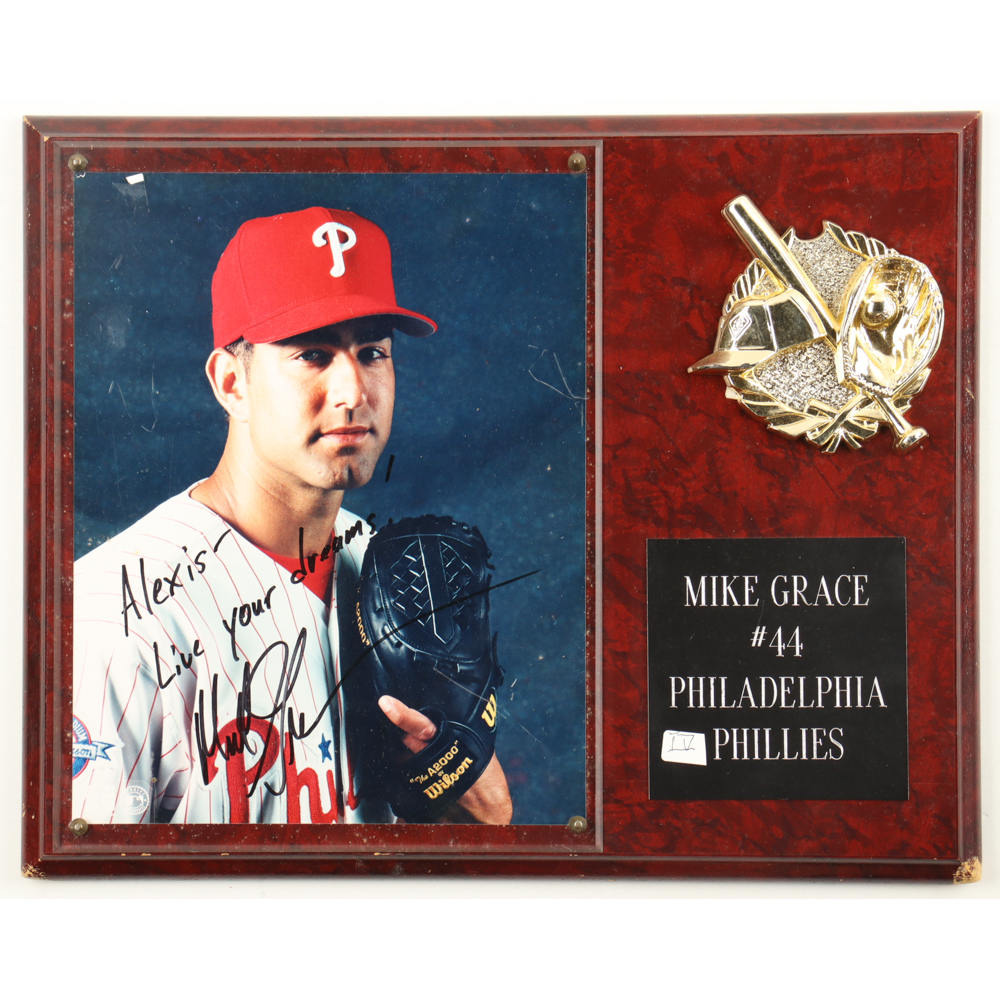 Mike Grace Signed Phillies Custom Photo Plaque Display (Beckett ...