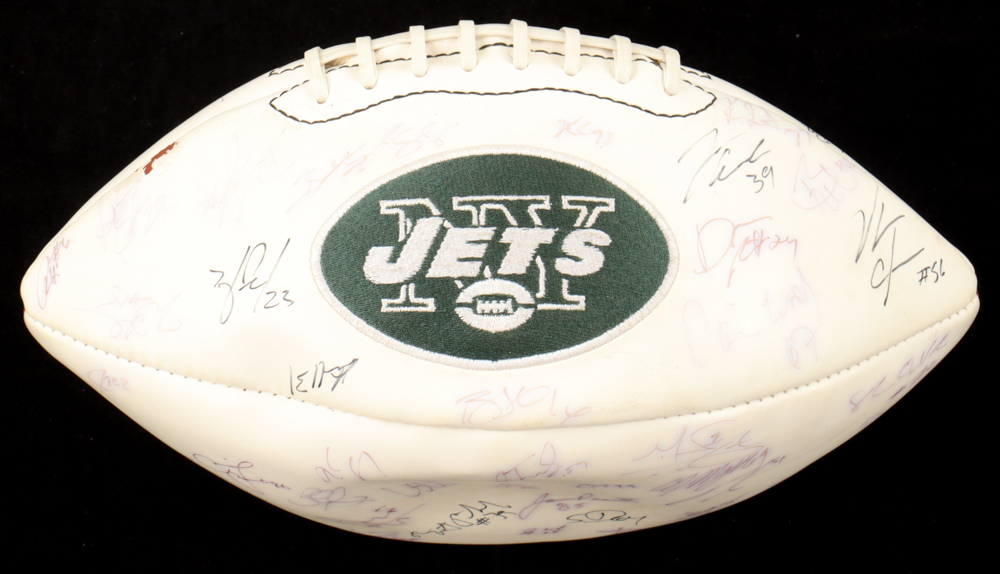 2008 Jets Logo Football Team-Signed by (46) with Ty Law, Jerricho ...