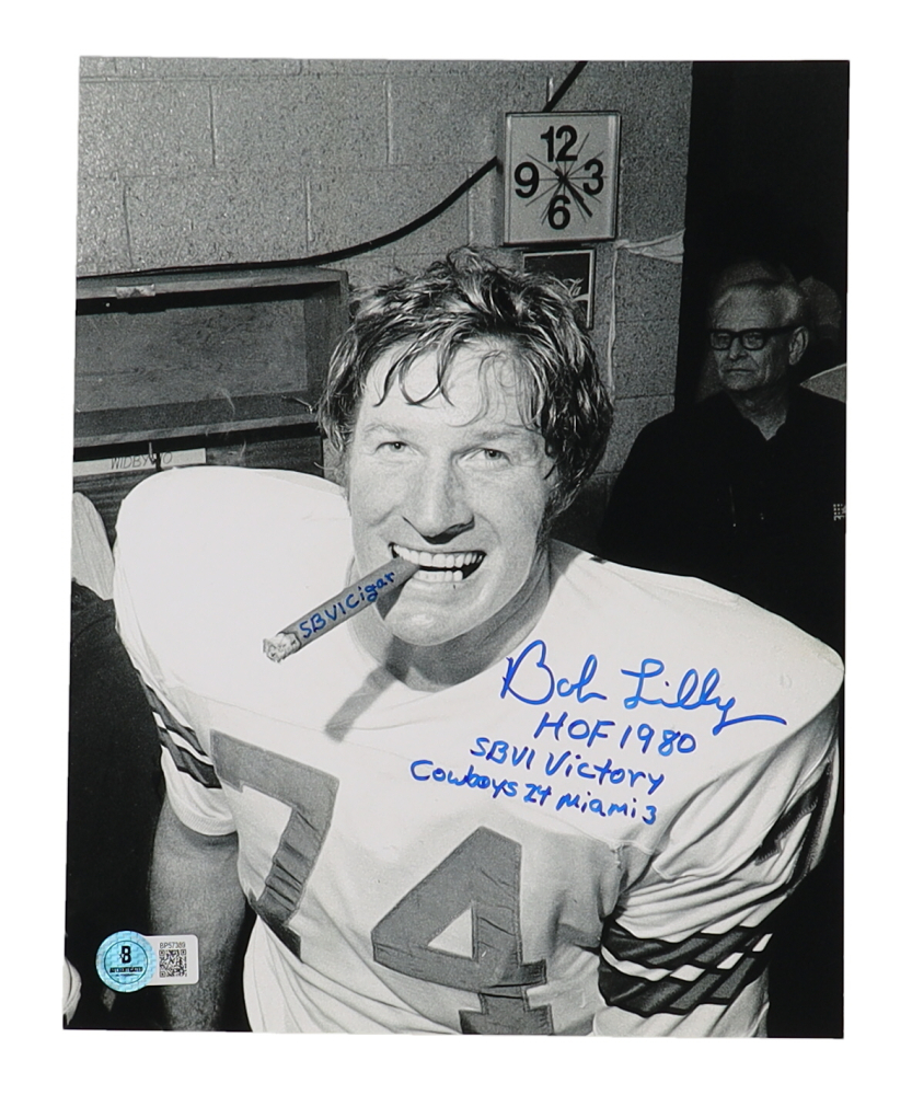 Bob Lilly Signed Cowboys 8x10 Photo with Multiple Inscriptions (Beckett ...