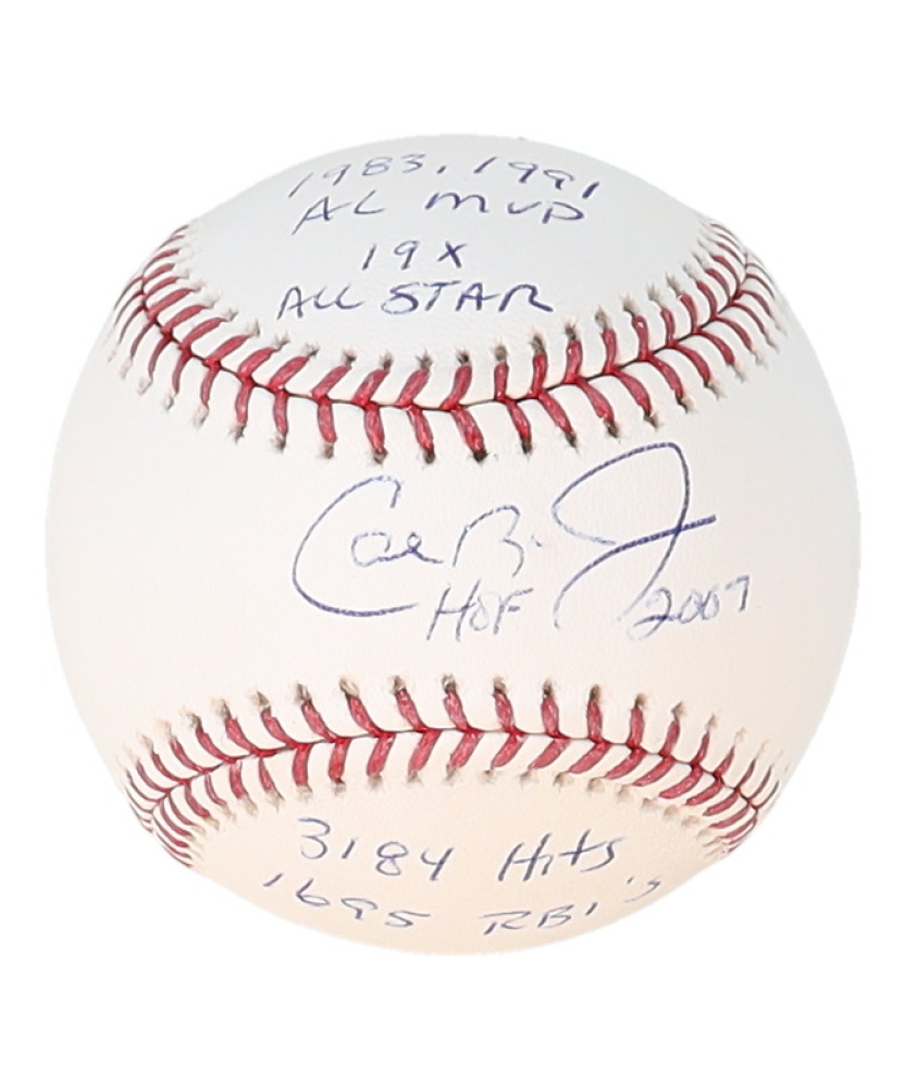Cal Ripken Jr. Signed OML Baseball with Multiple Career Stat ...