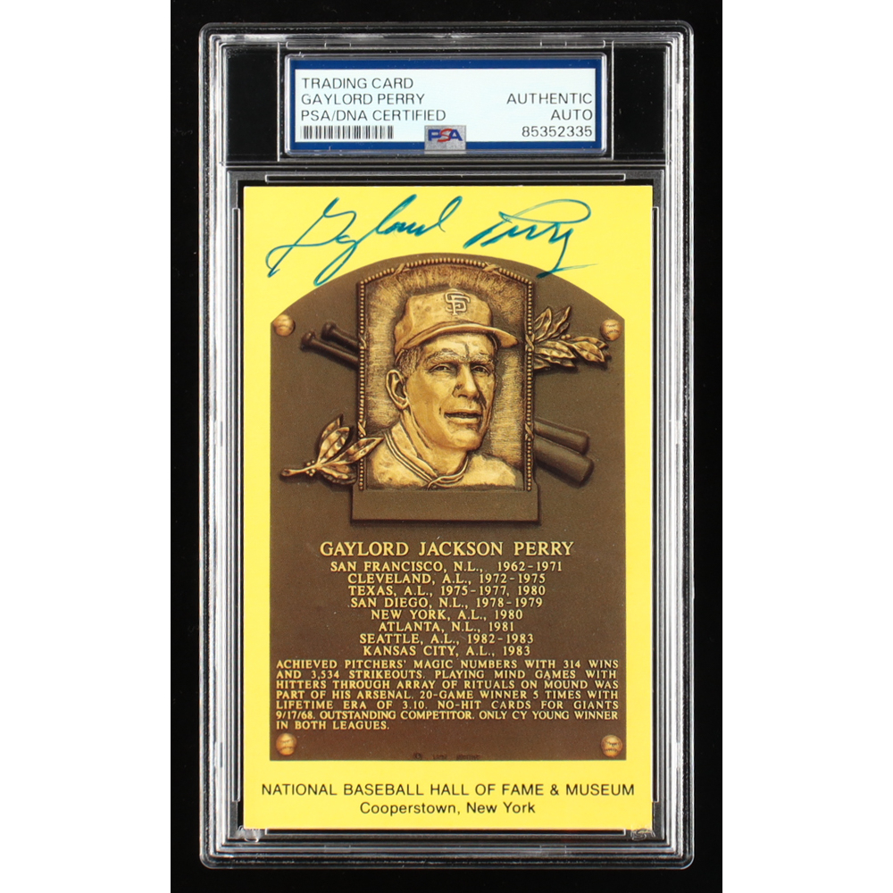Gaylord Perry Signed Hall of Fame Plaque Postcard (PSA) | Pristine Auction