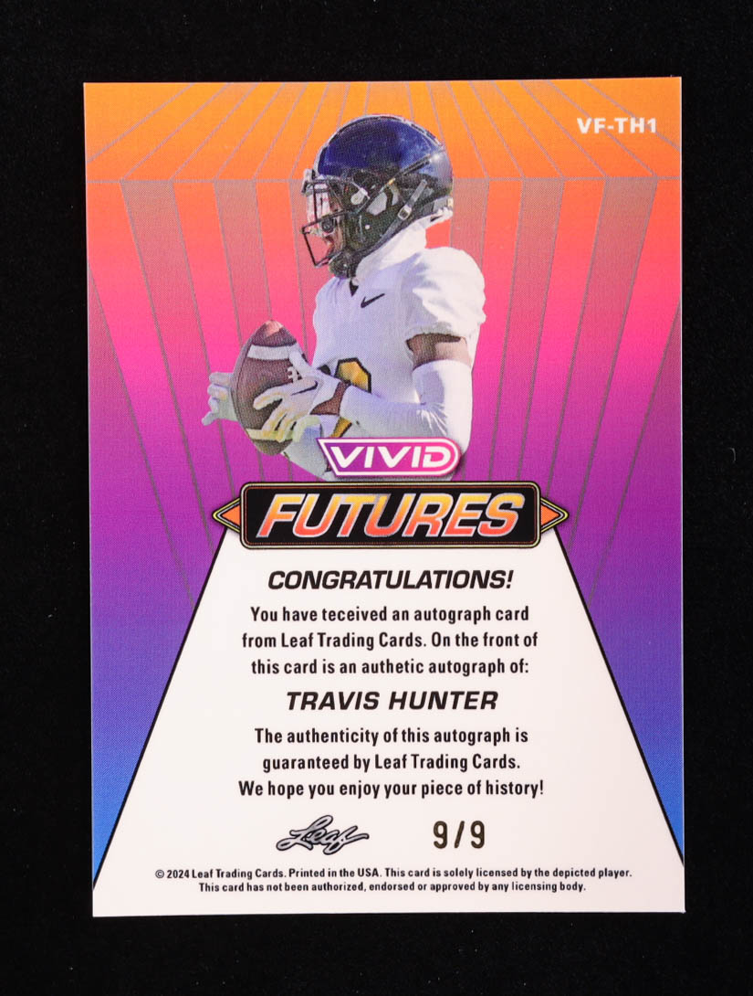 Travis Hunter 2024 Leaf Vivid Vivid Futures Mojo Gray #VF-TH1 RC #9/9 ...