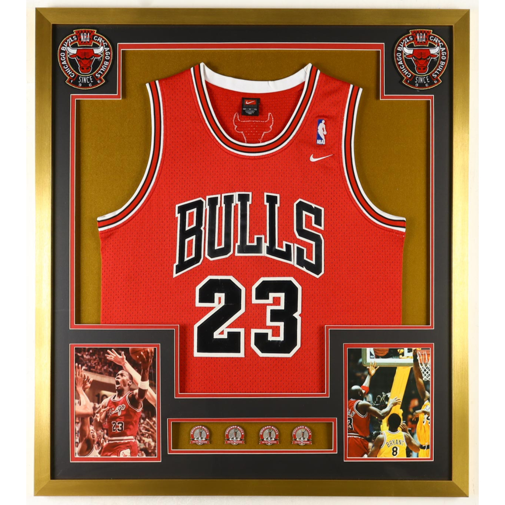 Michael Jordan Custom Framed Jersey Display With (2) Photos & (2) Cloth ...