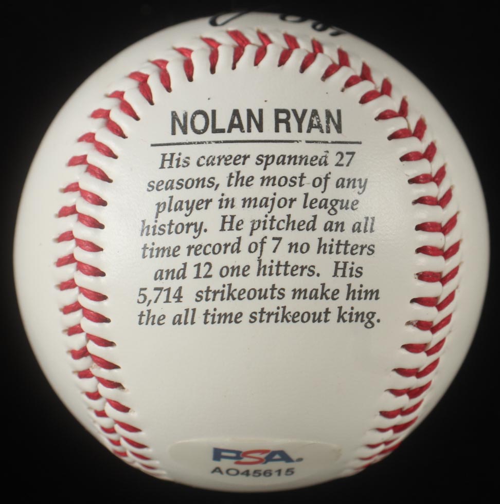 Nolan Ryan Signed Commemorative Baseball with Display Case with Display Case (PSA - Graded 9.5 ...