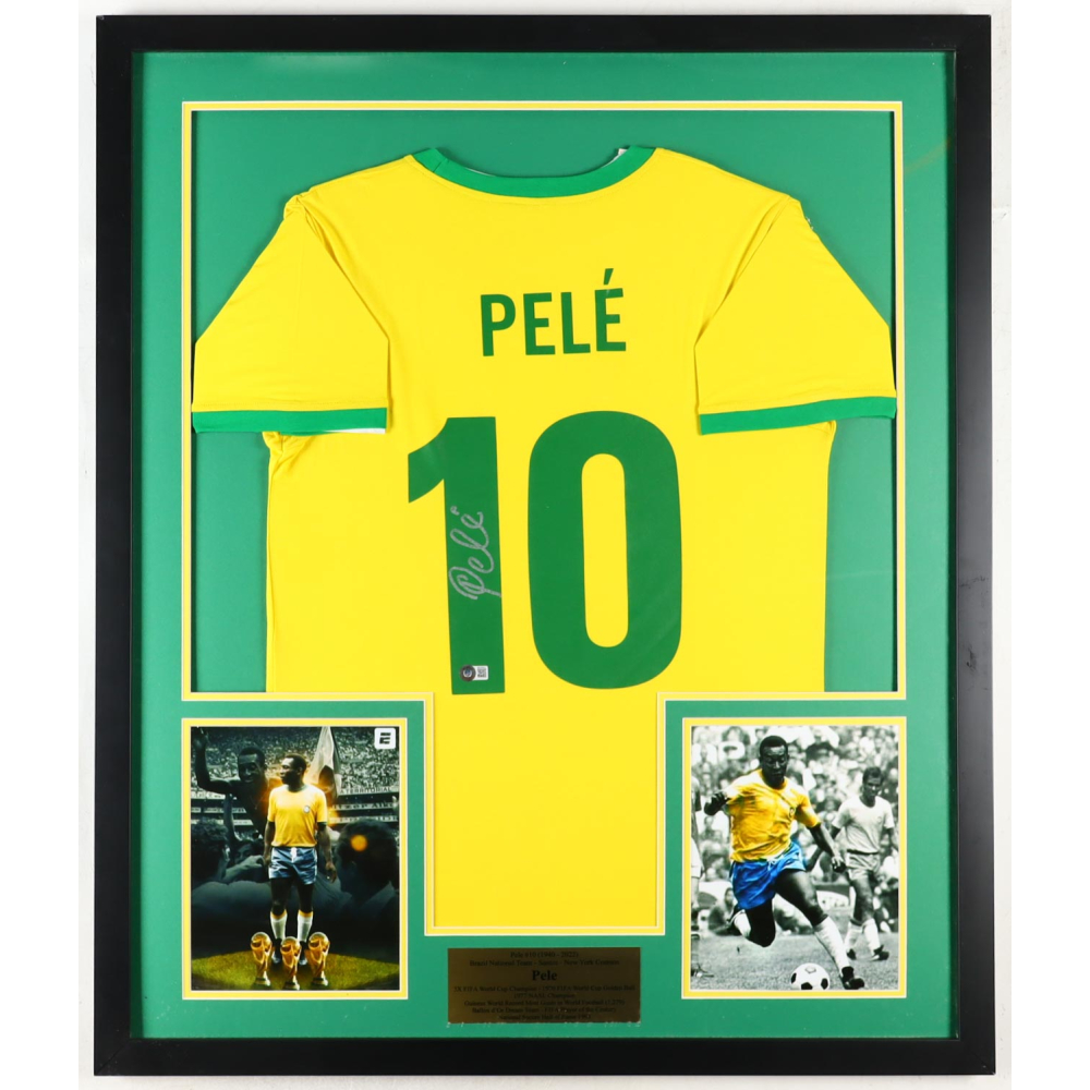 Pele Signed Custom Framed Jersey Display (Beckett) | Pristine Auction