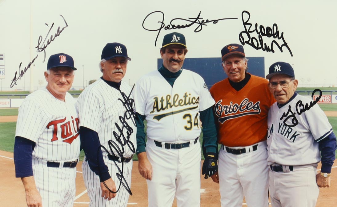 "Baseball Hall of Famers" Custom Framed Photo Display Signed By (5 ...