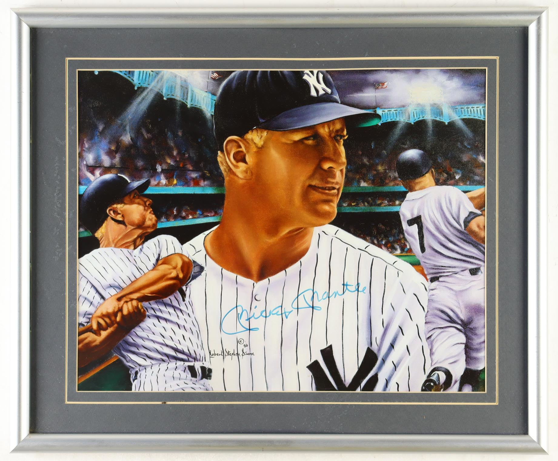 Mickey Mantle Signed Yankees Custom Framed Lithograph Display (Beckett ...