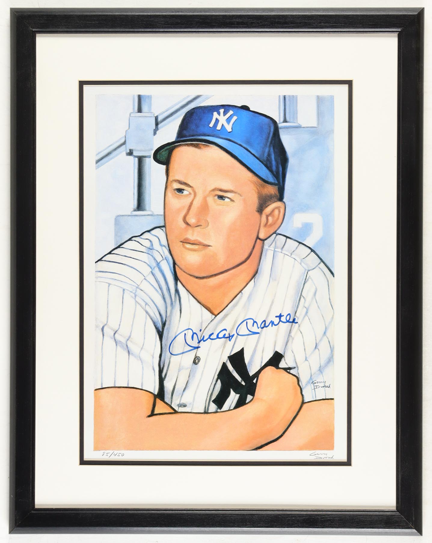 Mickey Mantle Signed LE Yankees Custom Framed Lithograph Display ...