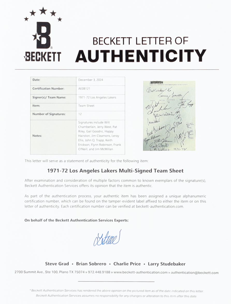 Wilt Chamberlain, Jerry West, Pat Riley, Gail Goodrich | 1971-71 Lakers ...