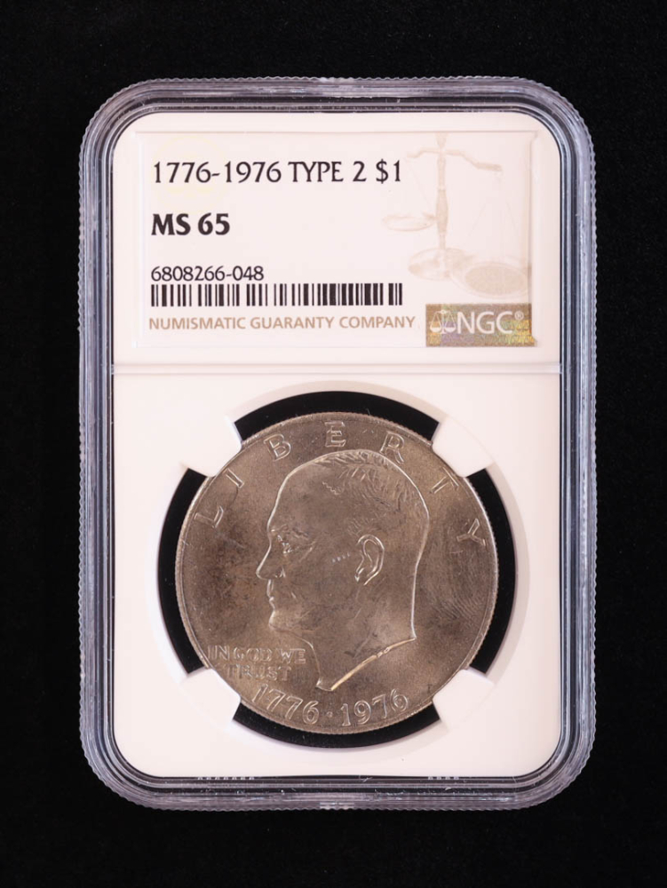 1776-1976-D Eisenhower Bicentennial Silver Dollar, Type 2 (NGC MS65) | Pristine Auction