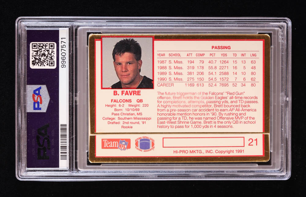 Brett Favre 1991 Action Packed Rookie Update #21 RC (PSA 10) | Pristine ...