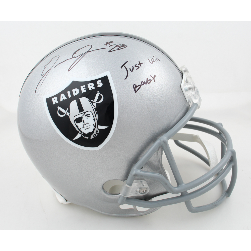 Josh Jacobs Signed Raiders Full-Size Helmet Inscribed "Just Win Baby ...