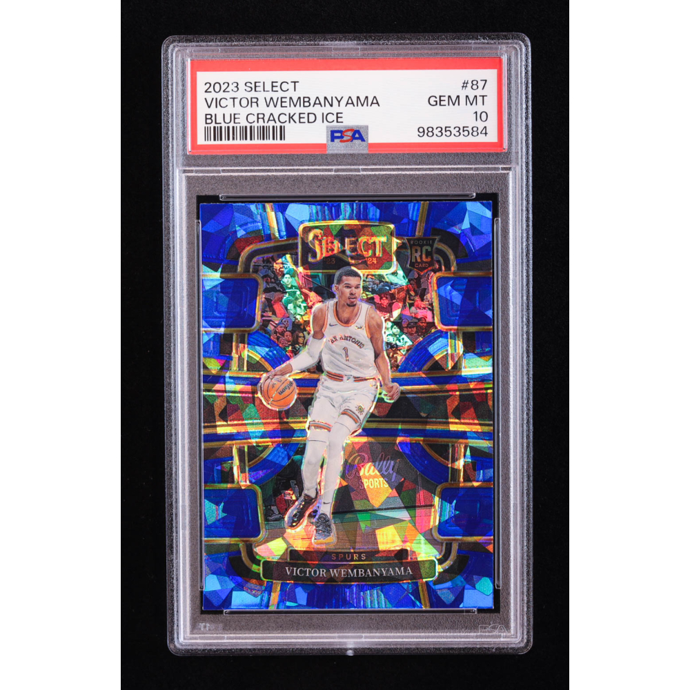 Victor Wembanyama 2023-24 Select Prizms Blue Cracked Ice #87 RC (PSA 10 ...