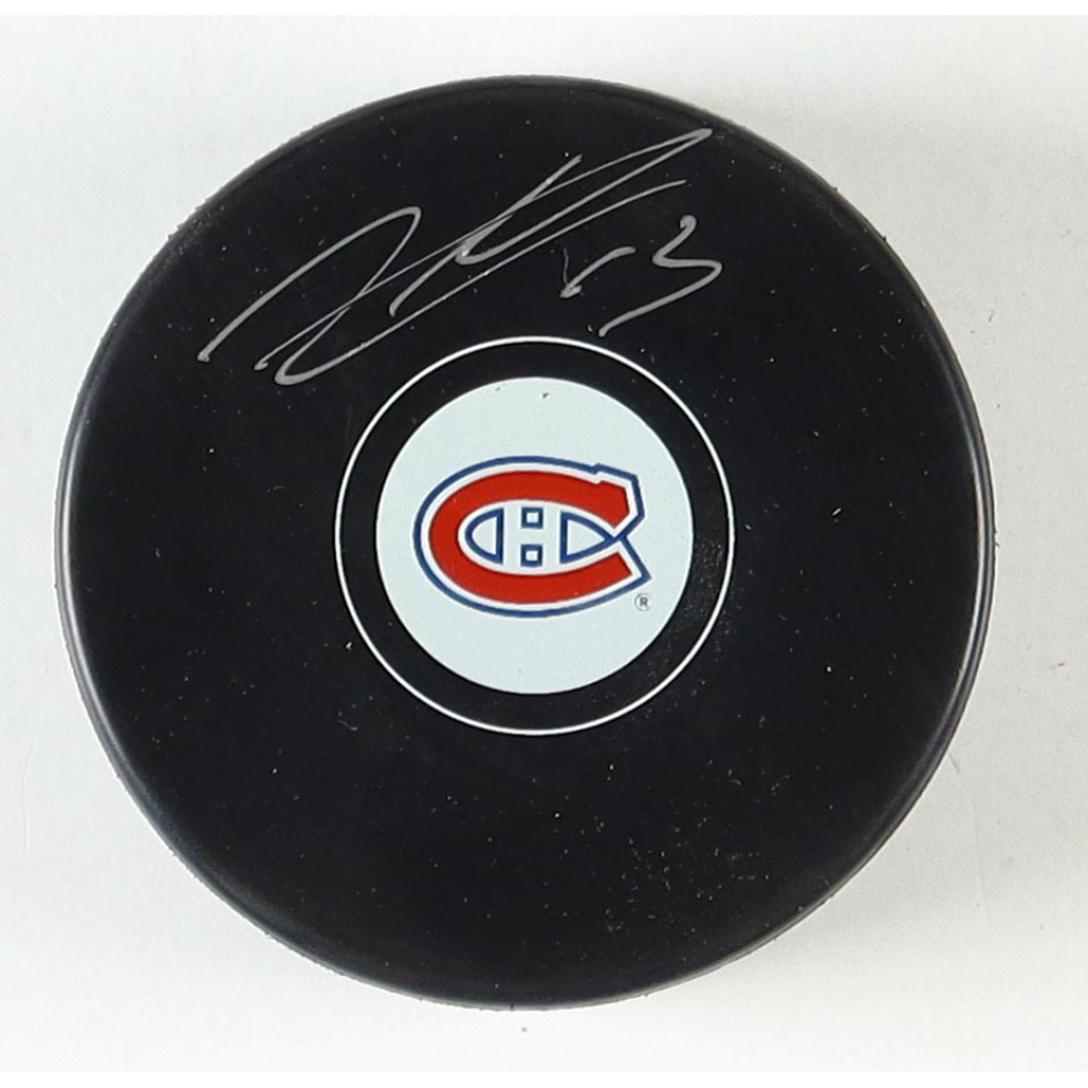 Alex Newhook Signed Canadiens Logo Hockey Puck (Premium Autographs ...