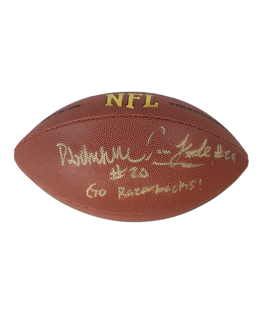 Dominique Johnson & Cam Little Signed Wilson NFL Football Inscribed "Go ...