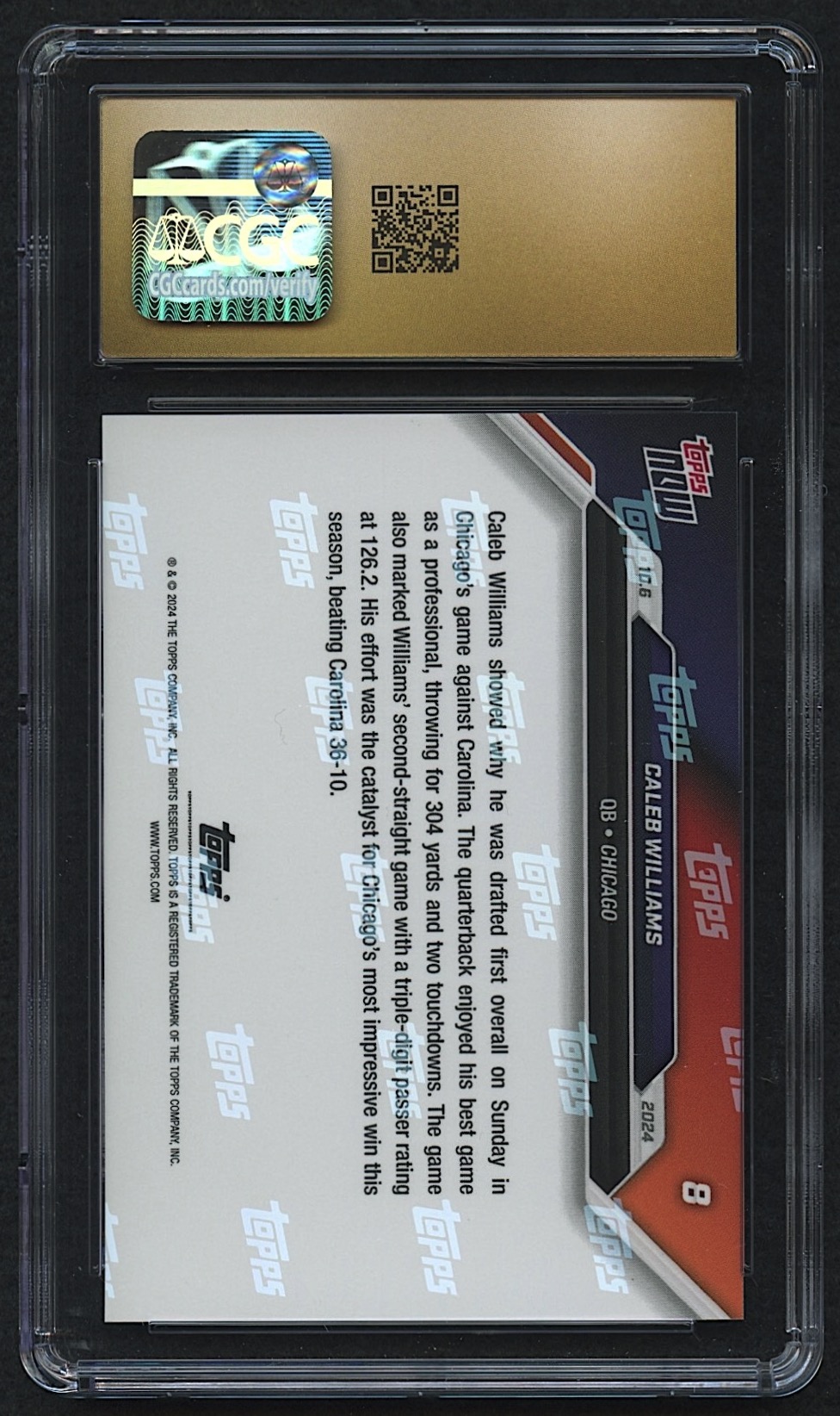 Caleb Williams 2024 Topps Now #8 RC (CGC 10 | Black Label) | Pristine Auction