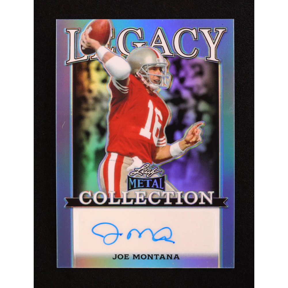 Joe Montana 2024 Leaf Legacy Collection #BA-JM13 Autograph Platinum Blue Prismatic SP Variation ...