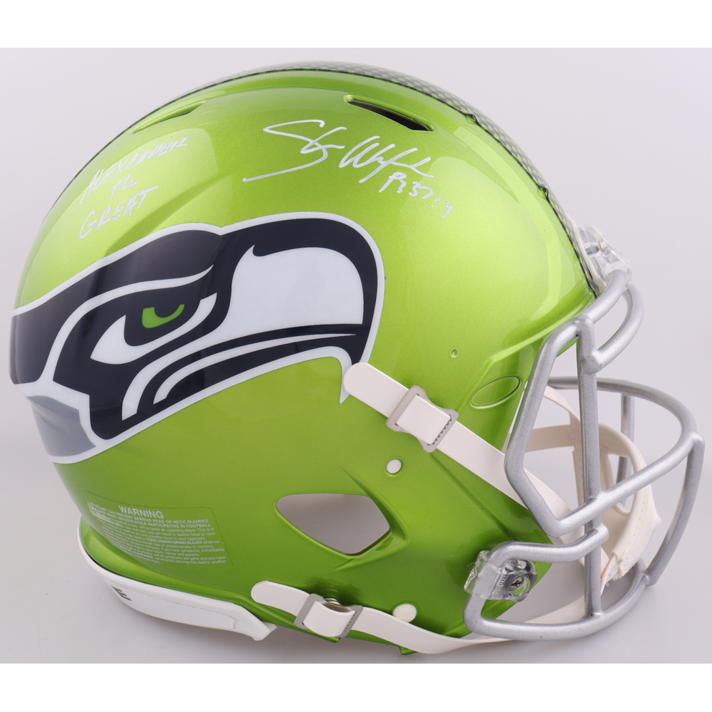 Shaun Alexander Signed Seahawks Full-Size Authentic Flash Alternate ...