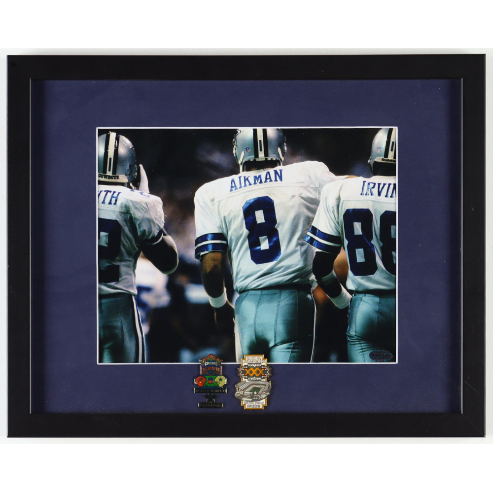 Troy Aikman, Emmitt Smith & Michael Irvin Custom Framed Photo Display with Super Bowl XXVII ...