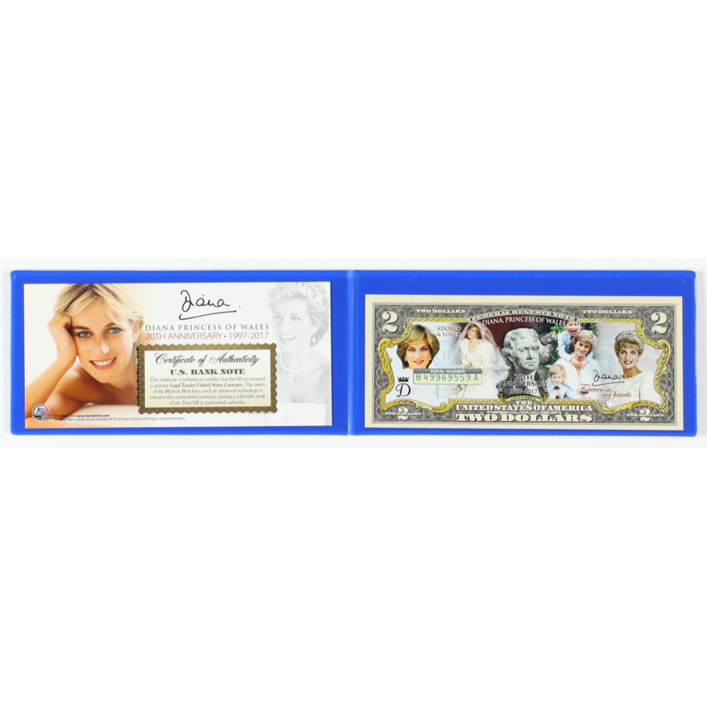 Princess Diana Genuine Legal Tender Colorized U.S. $2.00 Two Dollar ...