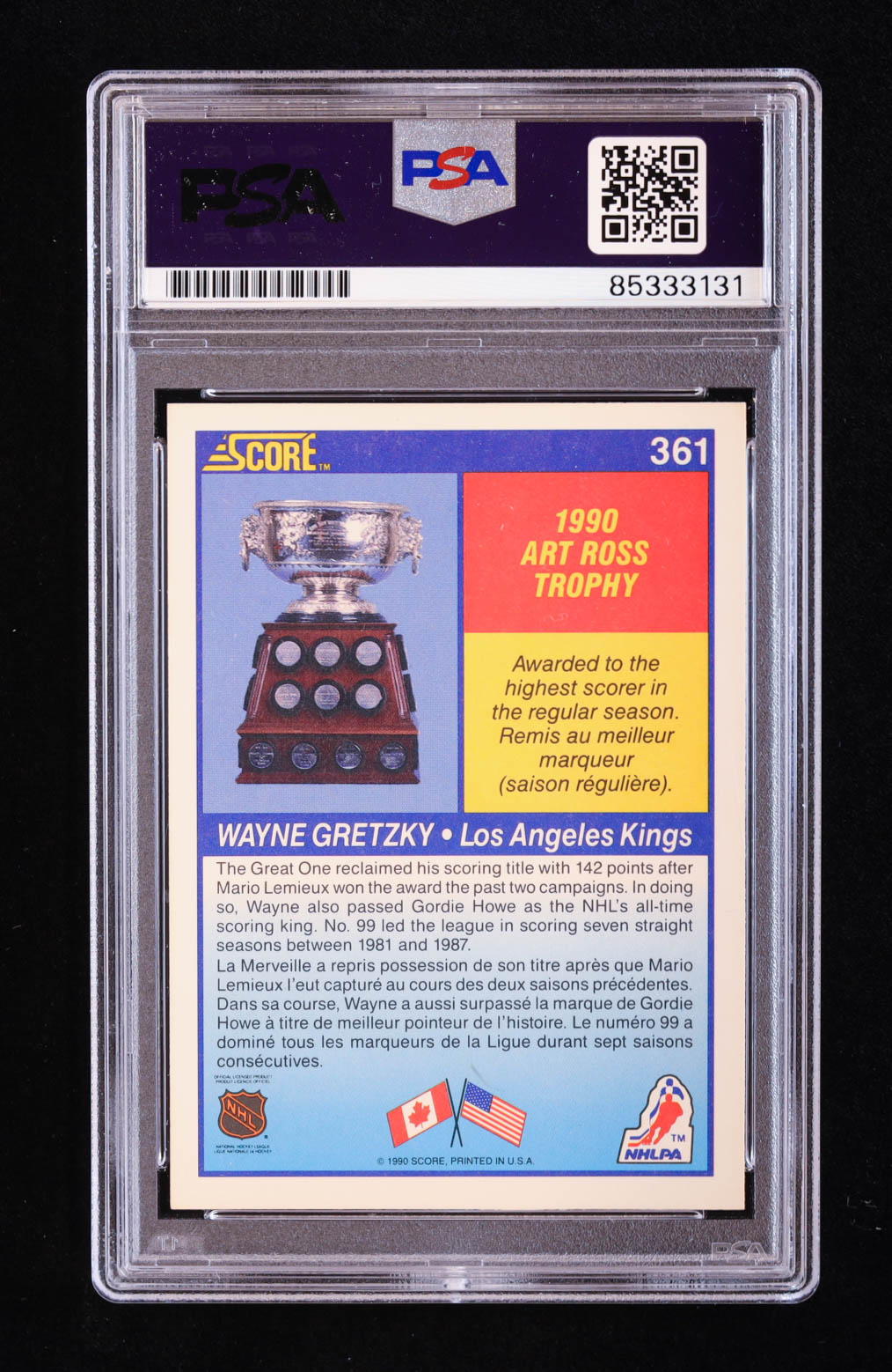 Wayne Gretzky Signed 1990-91 Score Canadian #361 Ross (PSA) | Pristine ...