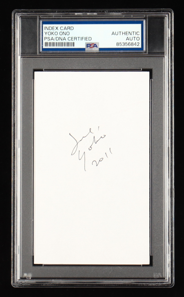 Yoko Ono Signed Index Card Inscribed "2011" (PSA) | Pristine Auction
