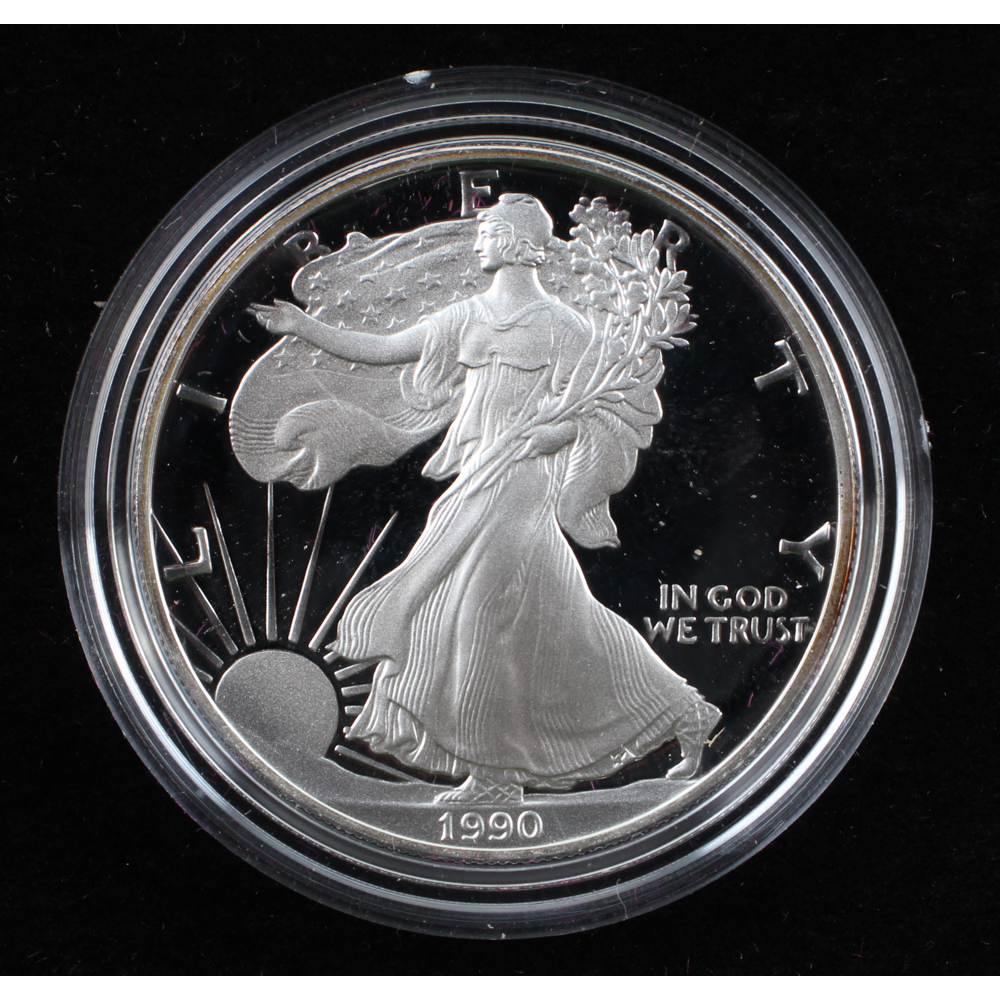 1990 1oz Silver American Eagle $1 One Dollar Coin | Pristine Auction