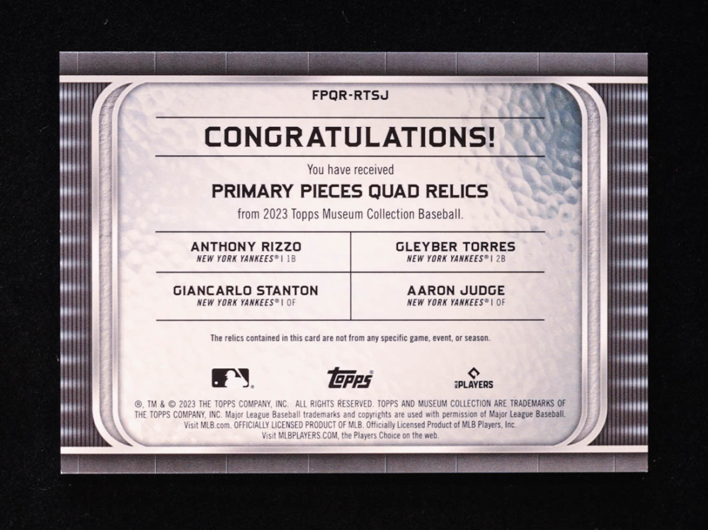 2023 Topps Museum Collection Primary Pieces Four Player Quad Relics ...