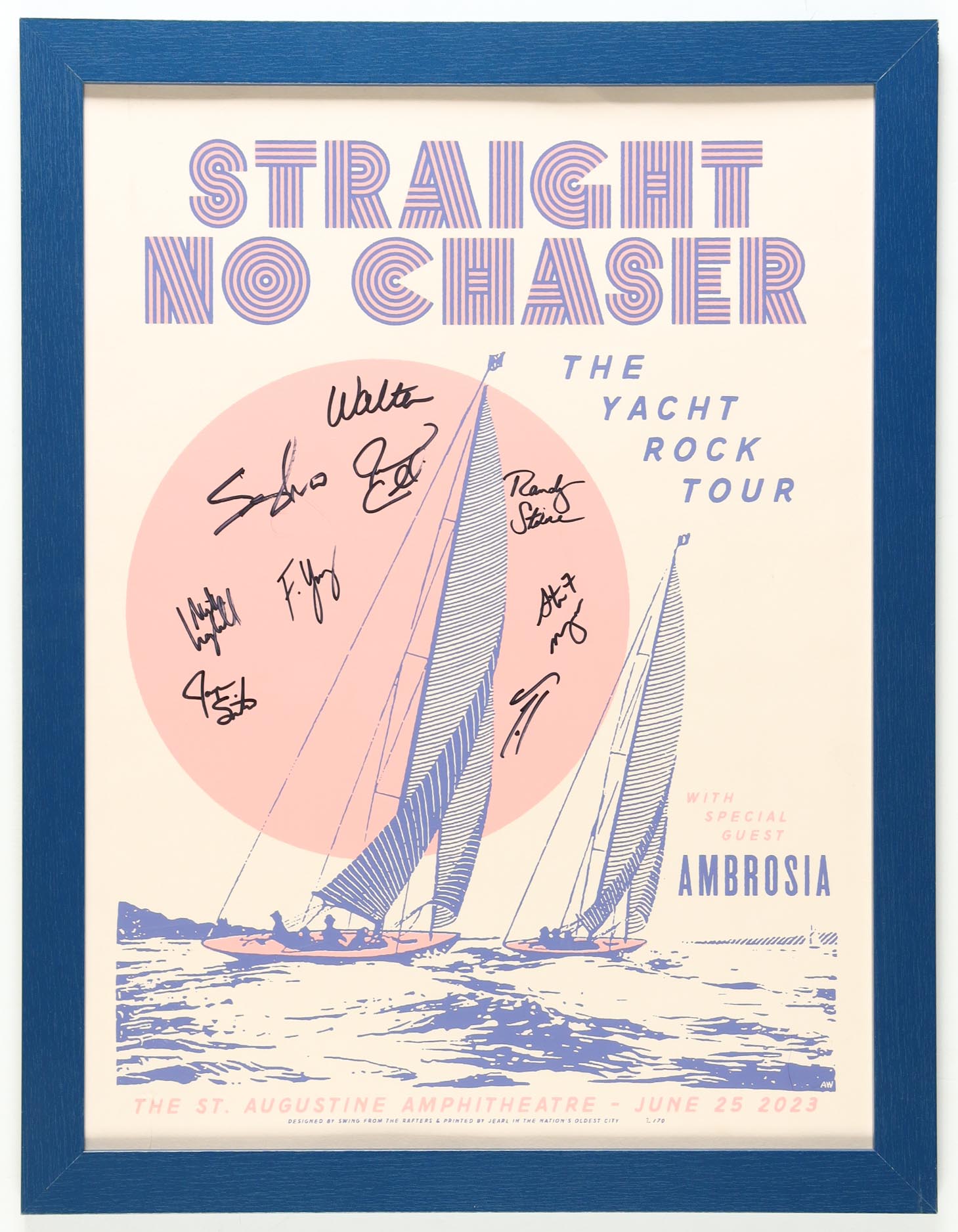 Straight No Chaser "The Yacht Rock Tour" 20x26 Custom Framed Poster Signed By (9) With Randy ...