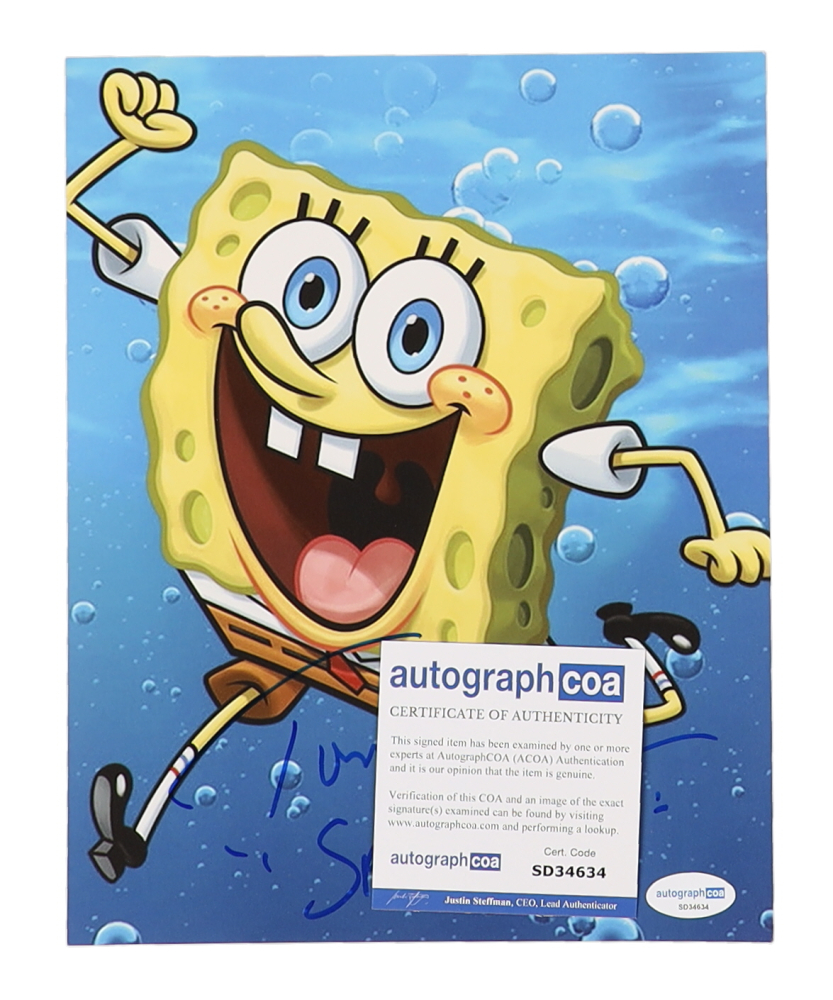 Tom Kenny Signed "Spongebob Squarepants" 8x10 Photo Inscribed ...