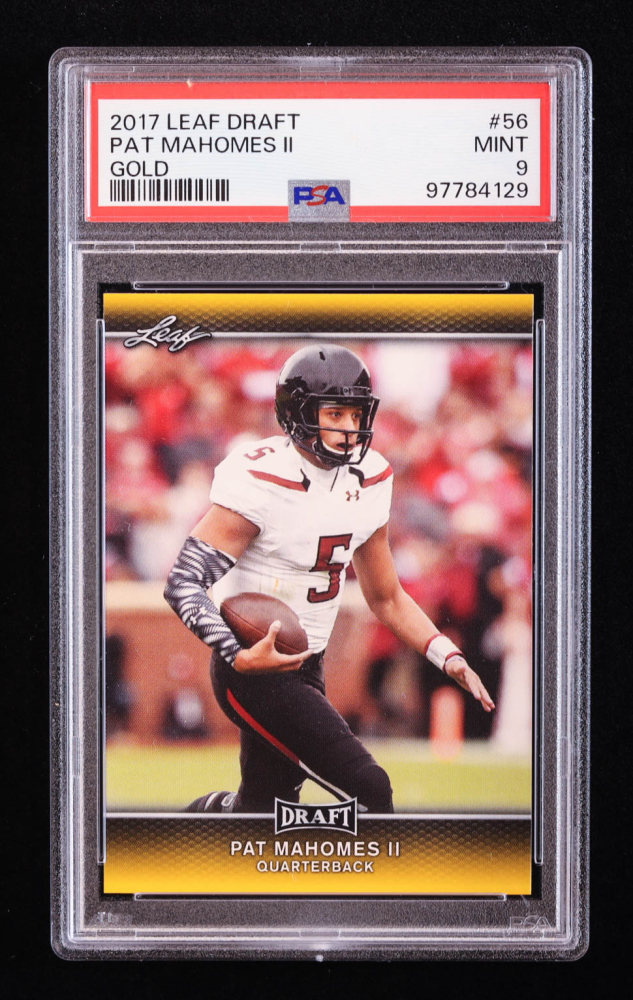 Patrick Mahomes II 2017 Leaf Draft Gold #56 RC (PSA 9) | Pristine Auction