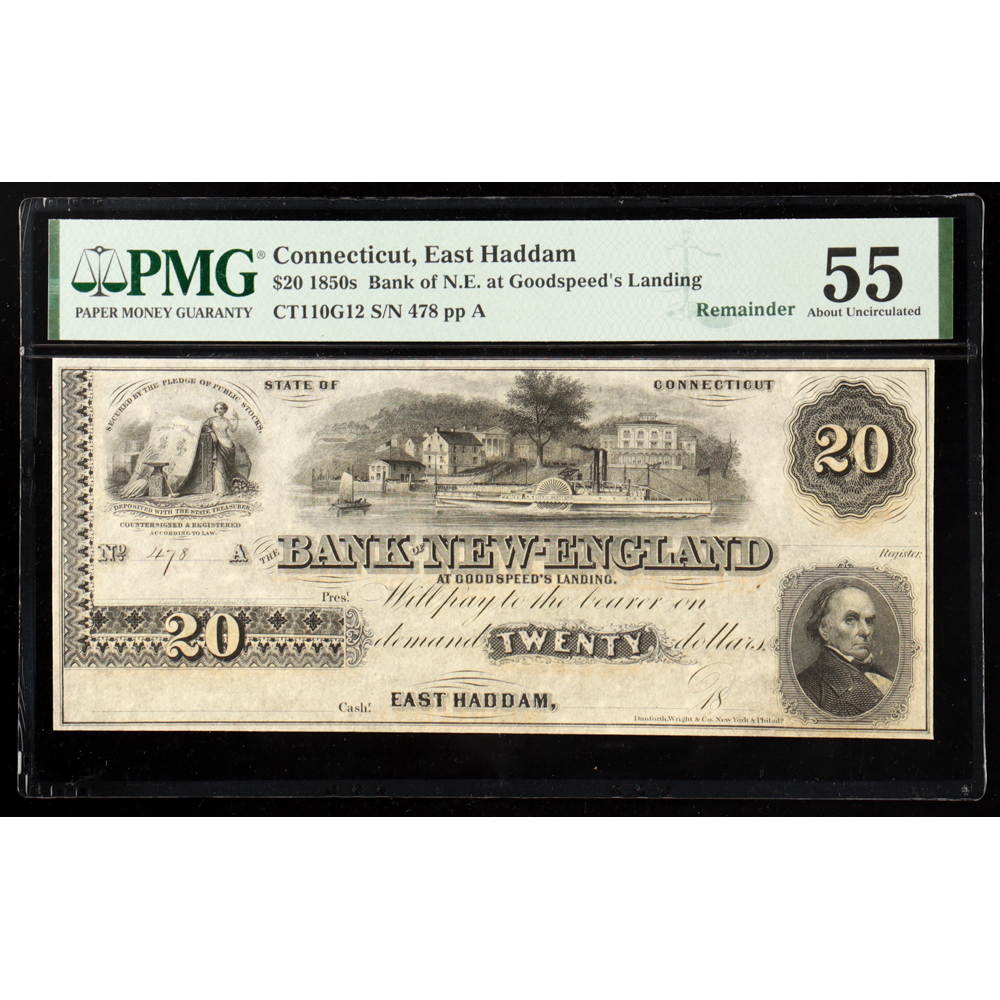 1850's $20 Note - Bank of New-England at Goodspeed's Landing, East ...
