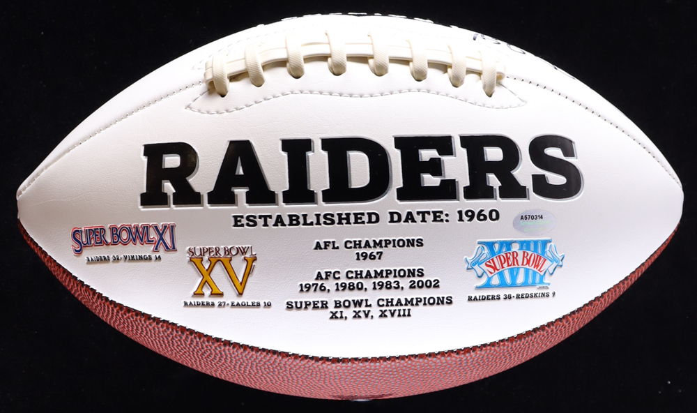 Jim Plunkett Signed Raiders Logo Football (Schwartz) | Pristine Auction